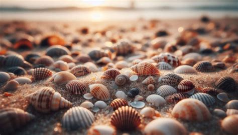 Close Up Of Tiny Shells On A Sandy Beach Showcasing Summer Shoreline