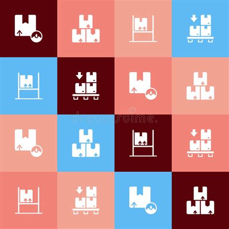 Set Pappkarton Box Interieur Mit Kartonboxen Und Pappensymbol Vektor