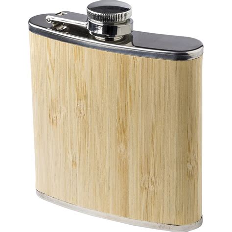 Flasque 175 Ml En Inox Avec Finition Bambou Personnalisable