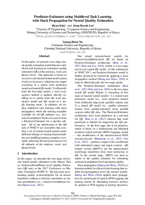 Pdf Predictor Estimator Using Multilevel Task Learning With Stack Propagation For Neural