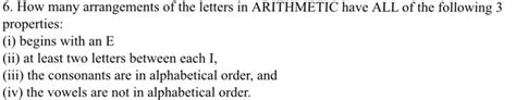 solved 6 how many arrangements of the letters in arithmetic
