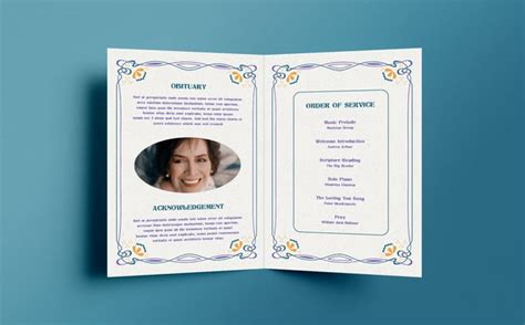 Funeral Program Art Nouveau Theme Print Templates Ft Funeral And Bifold