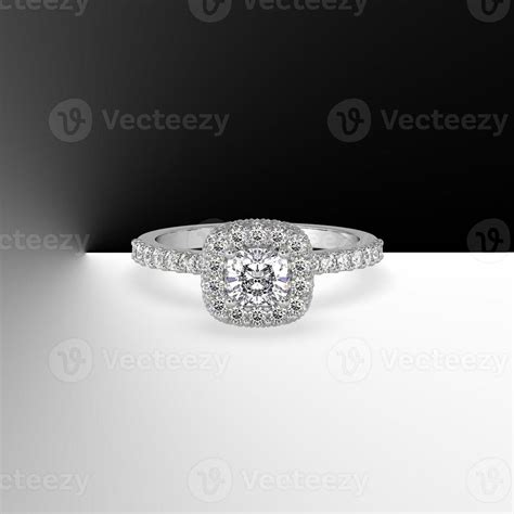 White Gold Halo Engagement Ring With Cushion Cut Center Stone And Side