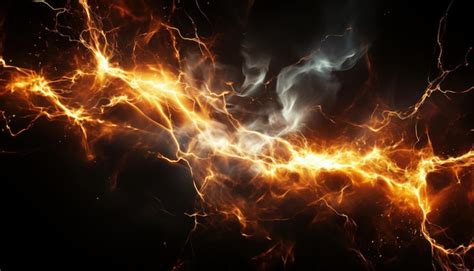 Premium Photo Yellow Glowing Thunder In Dark Clouds