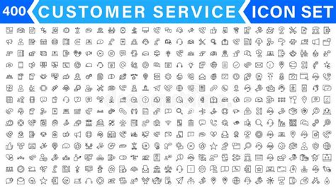 Customer Service And Support Line Icons Collection Big Ui Icon Set In A Flat Design Thin