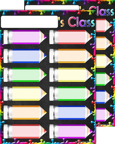 Rainbow Class Names Charts Laminated 14x195 Classroom
