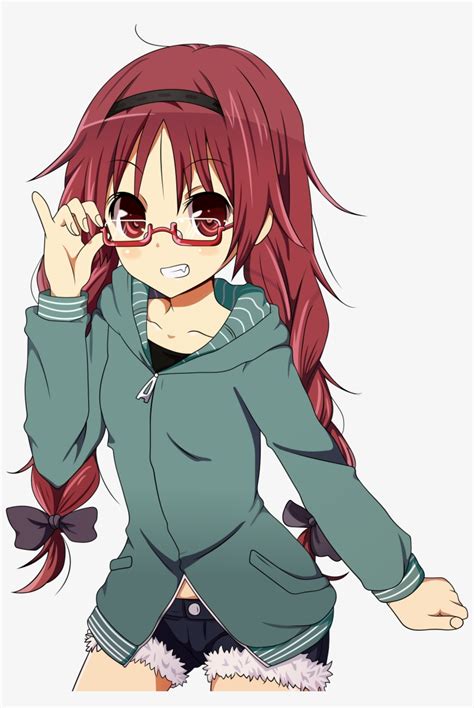 View 1308702113489 Red Haired Anime Girl With Glasses Free