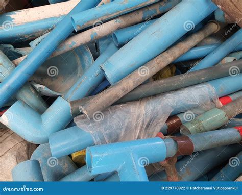 Old Pvc Pipe To Be Recycled To Reduce Global Warming Problems Stock