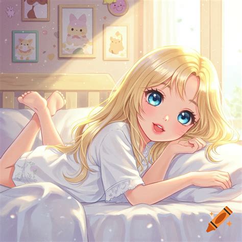 Anime Style Illustration Of A Brunette Girl Peacefully Sleeping In A