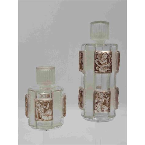 For Auction 2 Piece Art Deco Lalique Perfume Bottle Set 1920 Signed