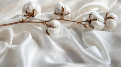 Premium Photo White Cotton Flowers Plant On White Cotton Fabric