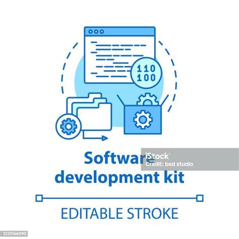 Vetores De Ícone Do Conceito Do Kit De Desenvolvimento De Software Ferramentas Para Codificação
