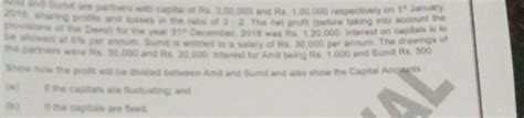Amit And Sumit Are Partners With Capital Of Rs 3 00 000 And Rs 1 00 000