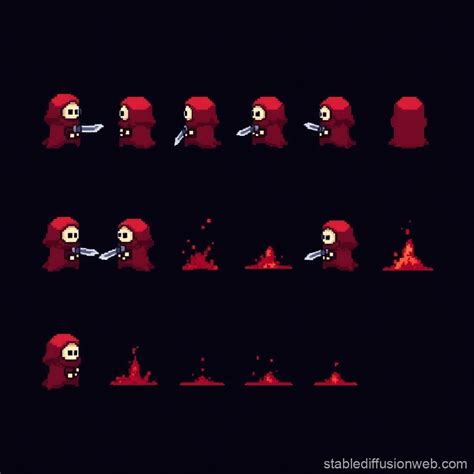 Pixel Art Ghost Sprite Sheet Stable Diffusion Online