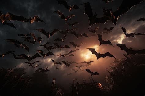 Bats Flying At Night Premium Ai Generated Image