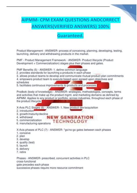 Aipmm Cpm Exam Questions And Correct Answers Verified Answers 100 Guaranteed Aipmm Cpm