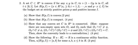 solved 2 a set c c r™ is convex if for any x y in c tx