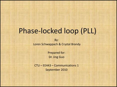 Phase Locked Loop Pll Pptx