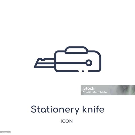 일반 개요 컬렉션에서 선형 편지지 나이프 아이콘입니다 얇은 라인 편지지 나이프 아이콘 흰색 배경에 고립입니다 편지지 칼 유행 삽화 0명에 대한 스톡 벡터 아트 및 기타