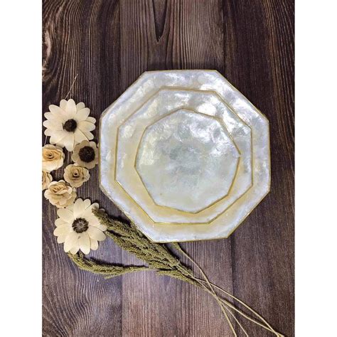 Capiz Plate Server Plate Candy Dish 3pcs Per Set Octagon Design Philippine Souvenir Shopee