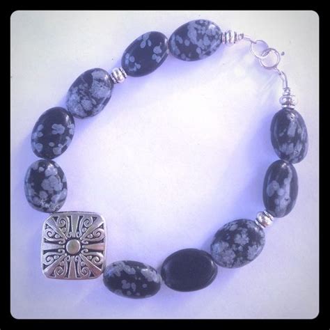Natural Snowflake Obsidian Jewelry With Sterling Silver Clasp
