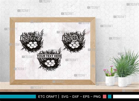 Eggs Nest Monogram Eggs Nest Silhouette Eggs Nest Svg Eggs Bird Svg
