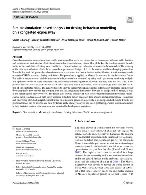 A Microsimulation Based Analysis For Driving Behaviour Modelling On A Congested Expressway Pdf