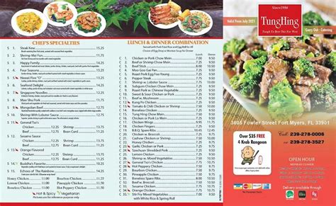 Menu At Tung Hing Restaurant Fort Myers