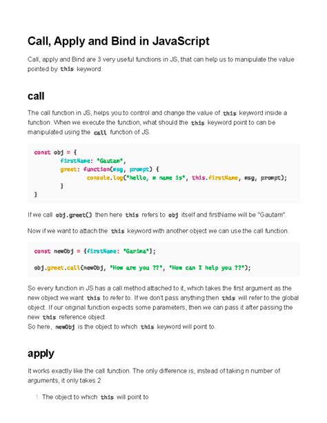Call Apply And Bind In Java Script Call Apply And Bind In