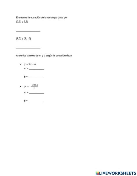 Función Lineal Online Exercise For Decimo Nivel Live Worksheets