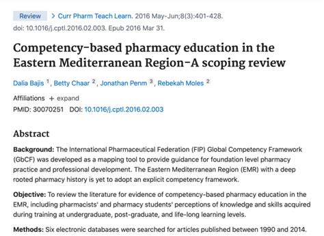 Competency Based Pharmacy Education In The Eastern Mediterranean Region