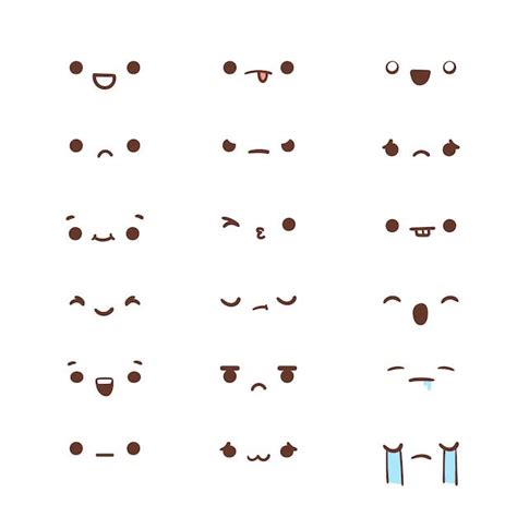 Hand Drawn Kawaii Face Collection Premium Vector Processing Emoji