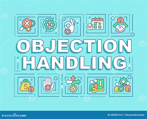 Objection Handling Word Concepts Light Blue Banner Vector Illustration