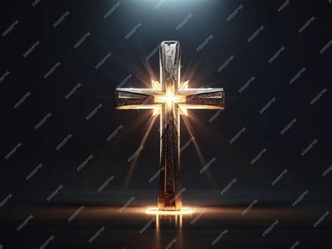 Premium Photo Religious Cross With Shining Light Digital Illustration