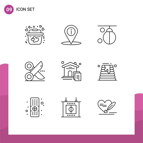 Set Of 9 Vector Outlines On Grid For Slice Paper Bag Cutting Training