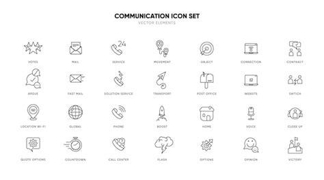 Premium Vector 3d Simple Line Flat Set Of Business Communication
