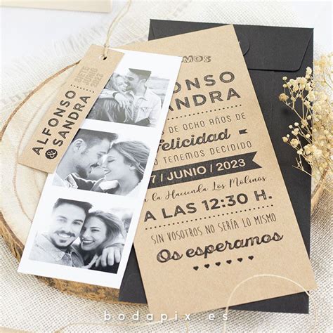 Invitación De Boda Con Foto Modelo Fotomatón Desde 0 90€ ¡te Va A