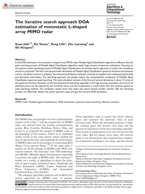 Pdf The Iterative Search Approach Doa Estimation Of Monostatic L Shaped Array Mimo Radar