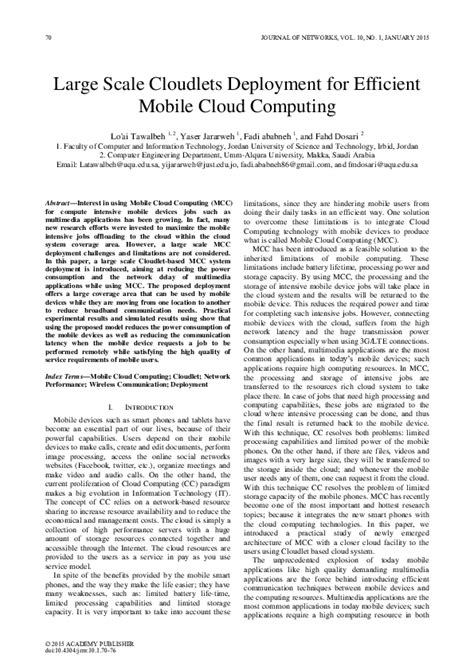 Pdf Large Scale Cloudlets Deployment For Efficient Mobile Cloud Computing