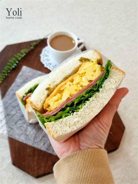 햄치즈 샌드위치 만들기 소풍 도시락 계란 듬뿍 소스 맛있는 햄에그 샌드위치 네이버 블로그