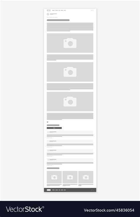 Blog Page Wireframe Webpage Prototype Royalty Free Vector