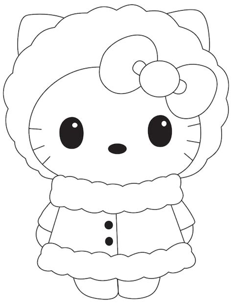 Hello Kitty Vector De Ilustración De Arte De Línea Navideña Boceto Vector Premium