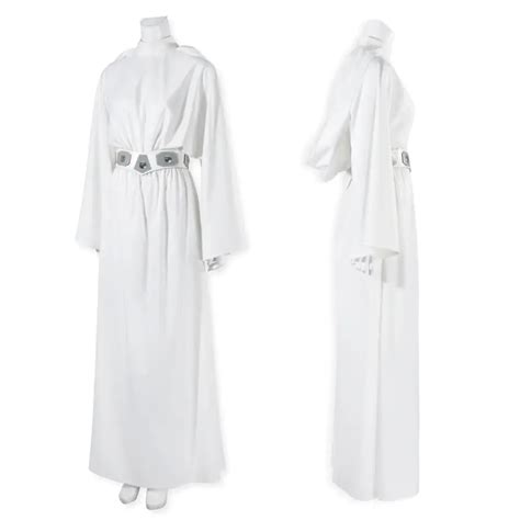 Star Wars A New Hope Princess Leia Cosplay Costume White Dress Belt