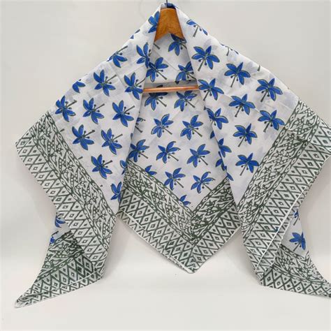 Hand Block Printed Cotton Scarf 100x100 Cm Tspscr4 The Street Pal
