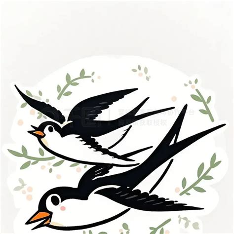 卡通数字艺术 迁徙归巢的燕子在春风里欢快飞翔卡通粗描边插画 Ai平面元素免费下载png格式768像素编号71213658 千图网