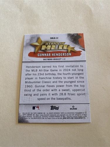 Gunnar Henderson Stars Of Mlb 2025 Topps Ebay