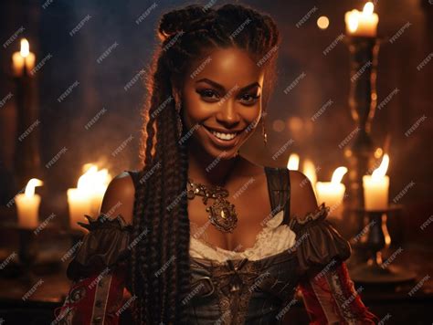 Premium Ai Image Medieval Black Skin Courtesan Girl N A Corset