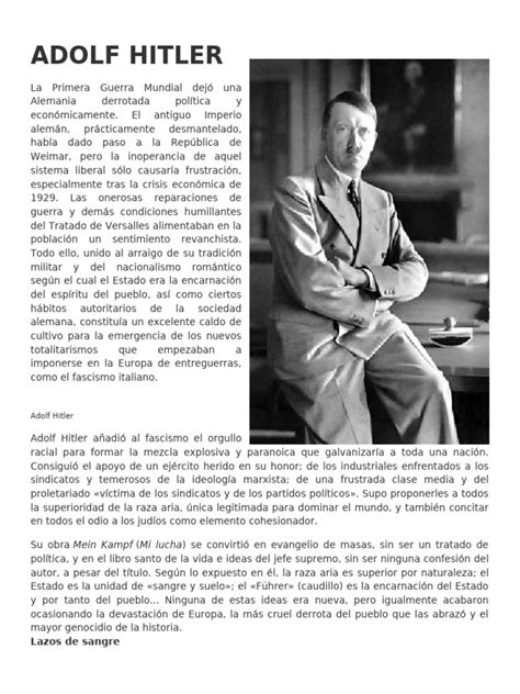 Biografía De Adolf Hitler Orígenes Y Ascenso Pdf Adolf Hitler