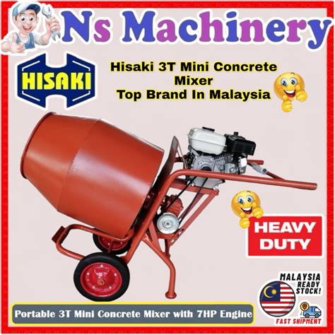 Hisakitoku Portable 3t Mini Concrete Mixer With 70hp Petrol Engine