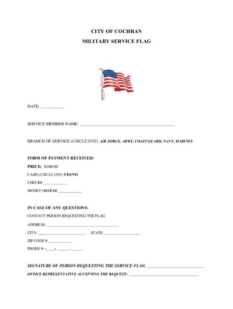 Fillable Online Military Service Flag Form Fax Email Print Pdffiller
